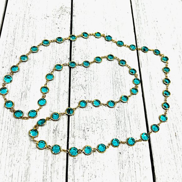 Jewelry | 123 Estate Find Stunning Vintage Teal Cut Crystal Necklace ...